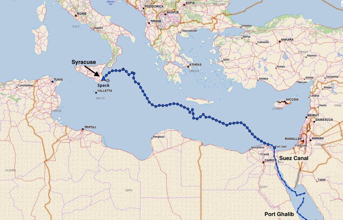 Northern Red Sea, Suez Canal, and refueling in Italy - Speck